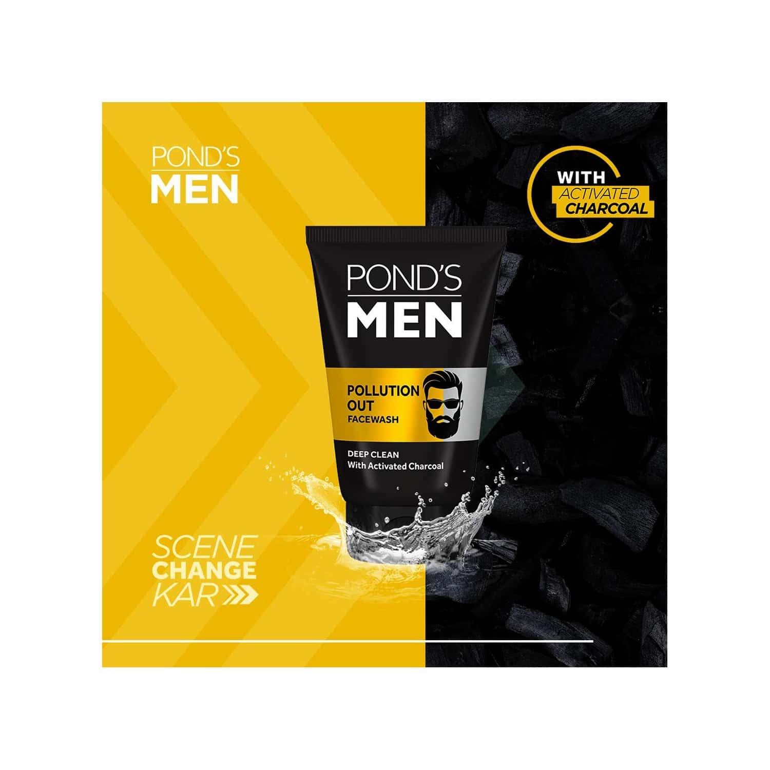 Buy Pond'S Men Pollution Out Activated Charcoal Deep Clean Facewash ...