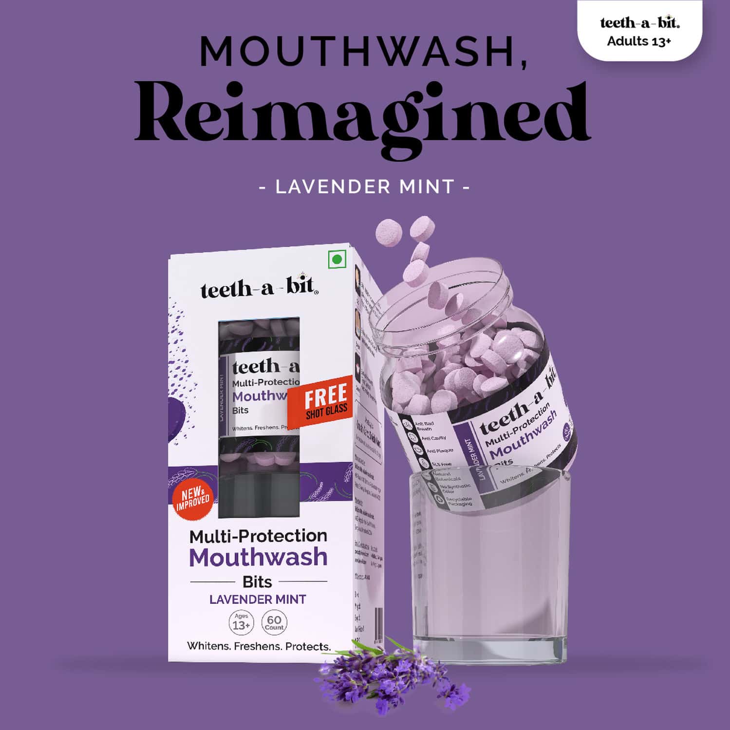 Buy TEETH-A-BIT MULTIPROTECTION LAVENDER MINT MOUTHWASH BITS (60 COUNT ...