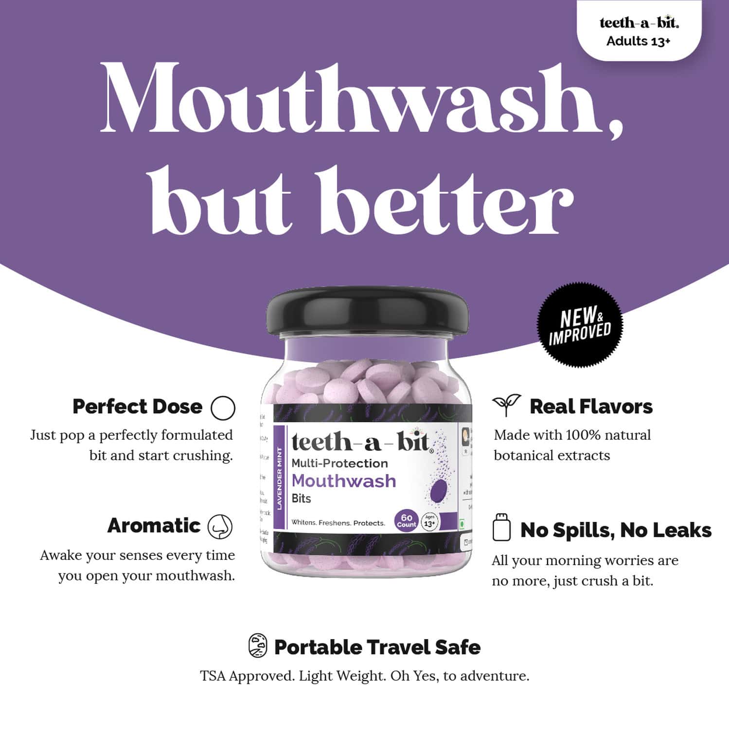 Buy TEETH-A-BIT MULTIPROTECTION LAVENDER MINT MOUTHWASH BITS (60 COUNT ...