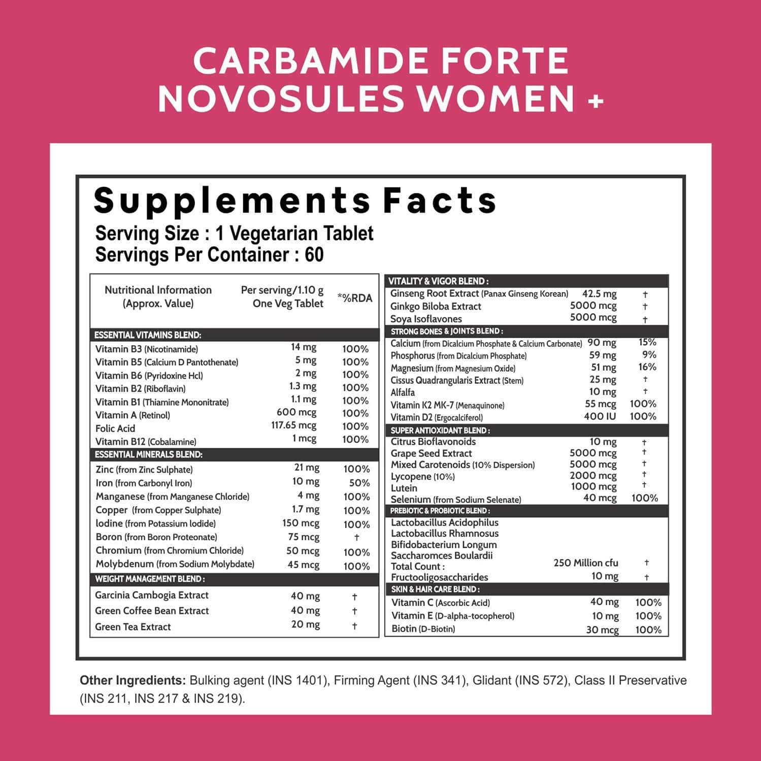 Buy CARBAMIDE FORTE MULTIVITAMIN WITH PROBIOTICS FOR WOMEN-60 TABLETS ...