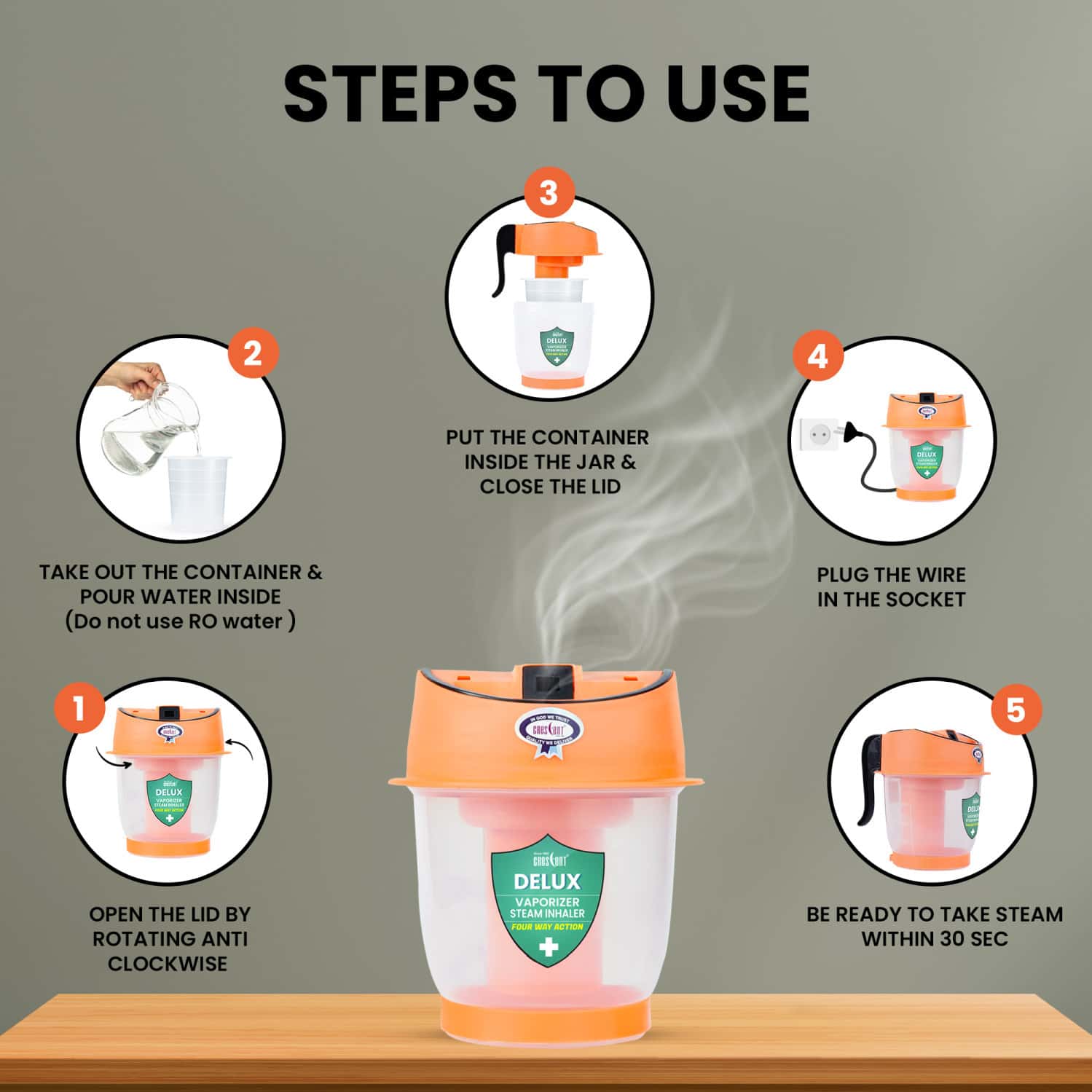 Buy CRESCENT DELUX VAPORIZER STEAMER FOR COLD AND COUGH, ORANGE Online ...