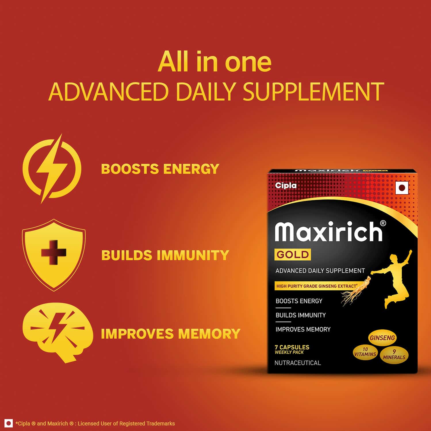 Buy MAXIRICH GOLD ADVANCED DAILY SUPPLEMENT (7 CAPSULES) Online & Get ...