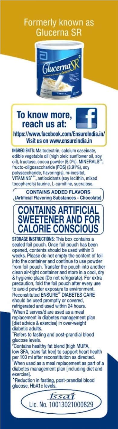 Buy ENSURE DIABETES CARE CHOCOLATE POWDER 200 G Online & Get Upto 60% ...