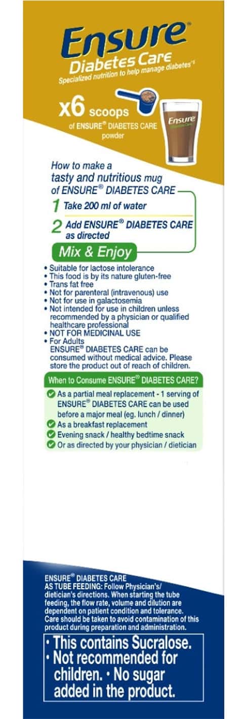 Buy ENSURE DIABETES CARE CHOCOLATE POWDER 200 G Online & Get Upto 60% ...