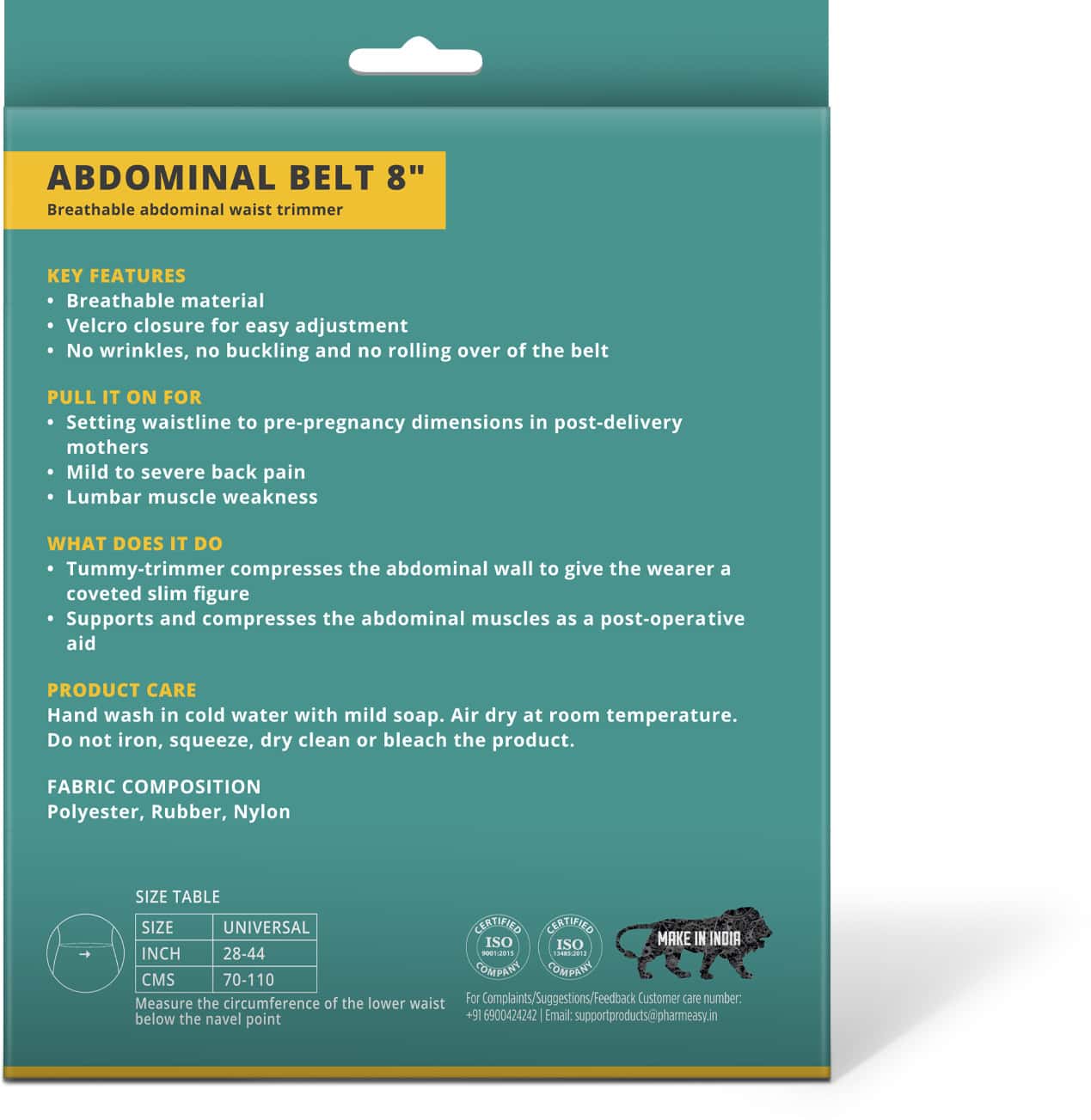 Buy PHARMEASY ABDOMINAL BINDER 8 - SUPPORTS YOUR BACK - COMPRESSES ...