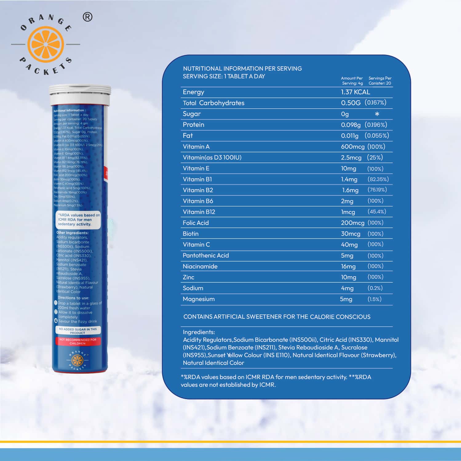 Buy 1 BOTTLE OF MULTIVITAMINS & MULTIMINERALS EFFERVESCENT TABLETS, 20 ...