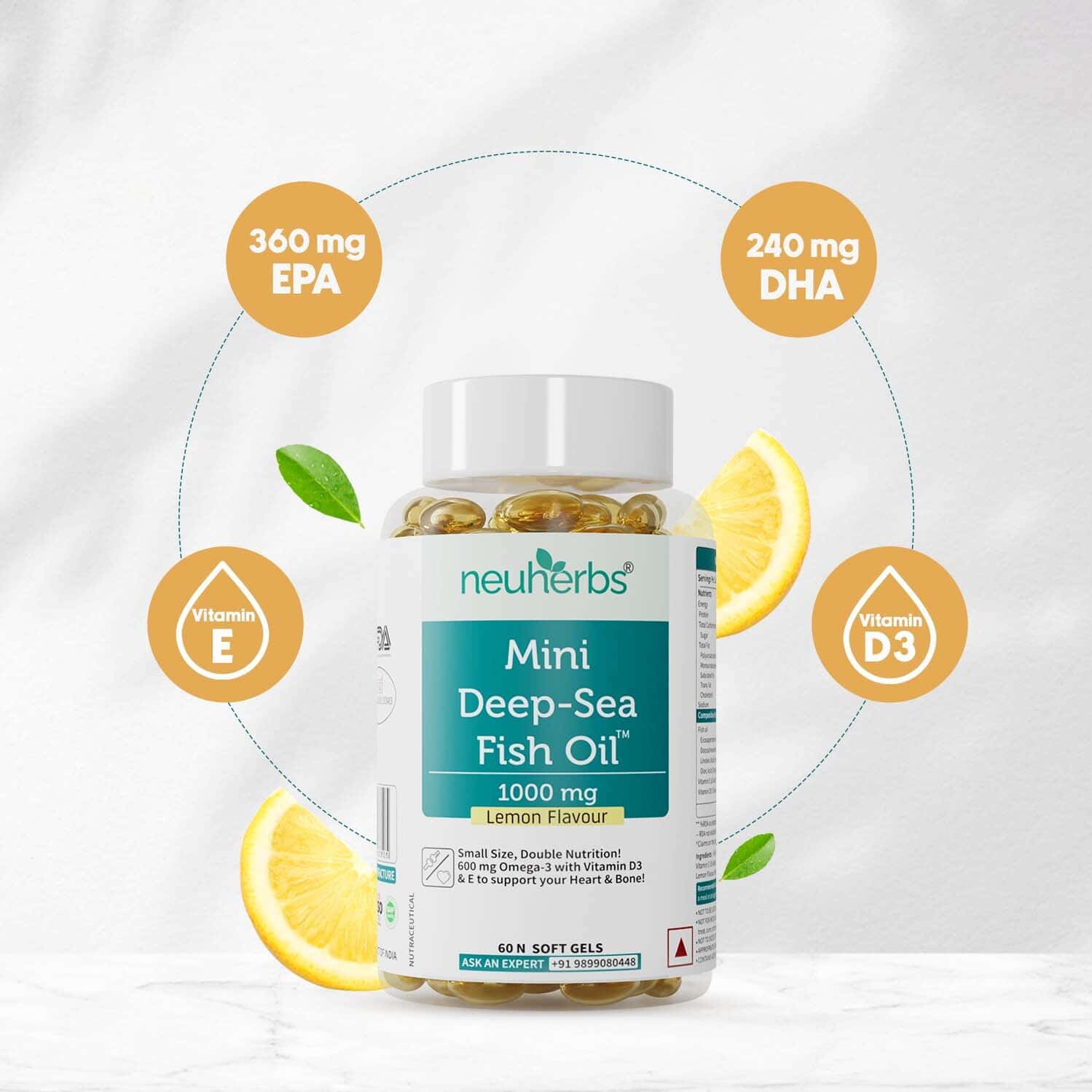 Buy NEUHERBS MINI DEEP SEA FISH OIL - OMEGA 3 1000 MG EPA & DHA WITH ...