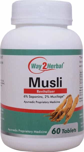 Buy WAY2HERBAL SAFED MUSLI 500MG PER SERVING - 60 TABLETS Online & Get ...