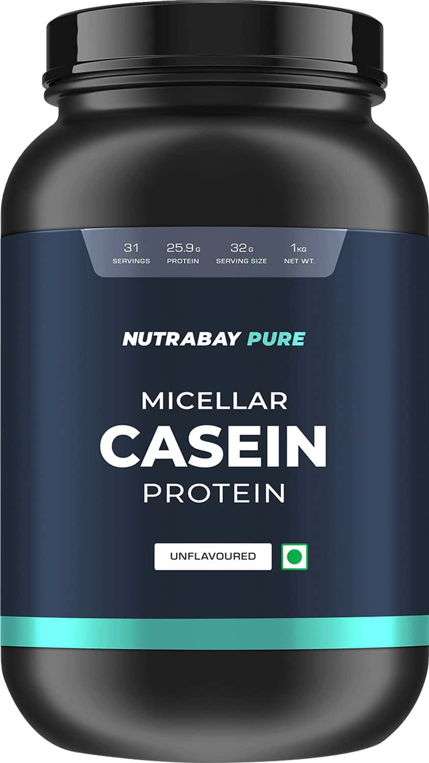 Buy NUTRABAY PURE 100% MICELLAR CASEIN PROTEIN, UNFLAVOURED - 1KG ...