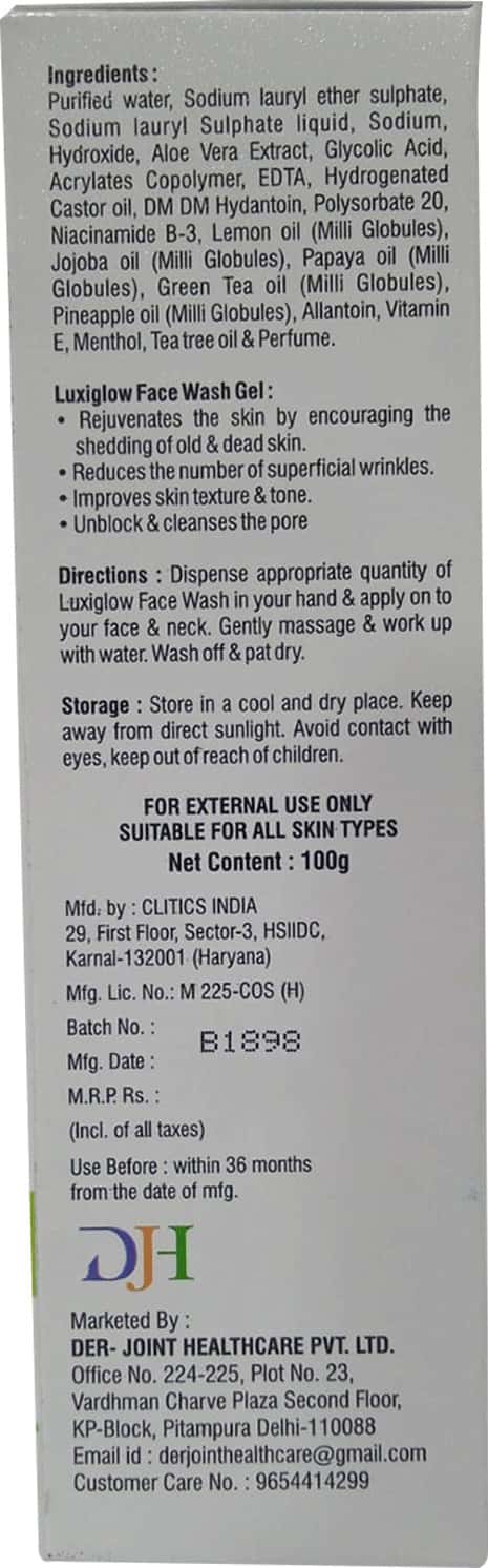 Buy LUXIGLOW TUBE OF 100GM FACE WASH GEL Online & Get Upto 60% OFF at PharmEasy