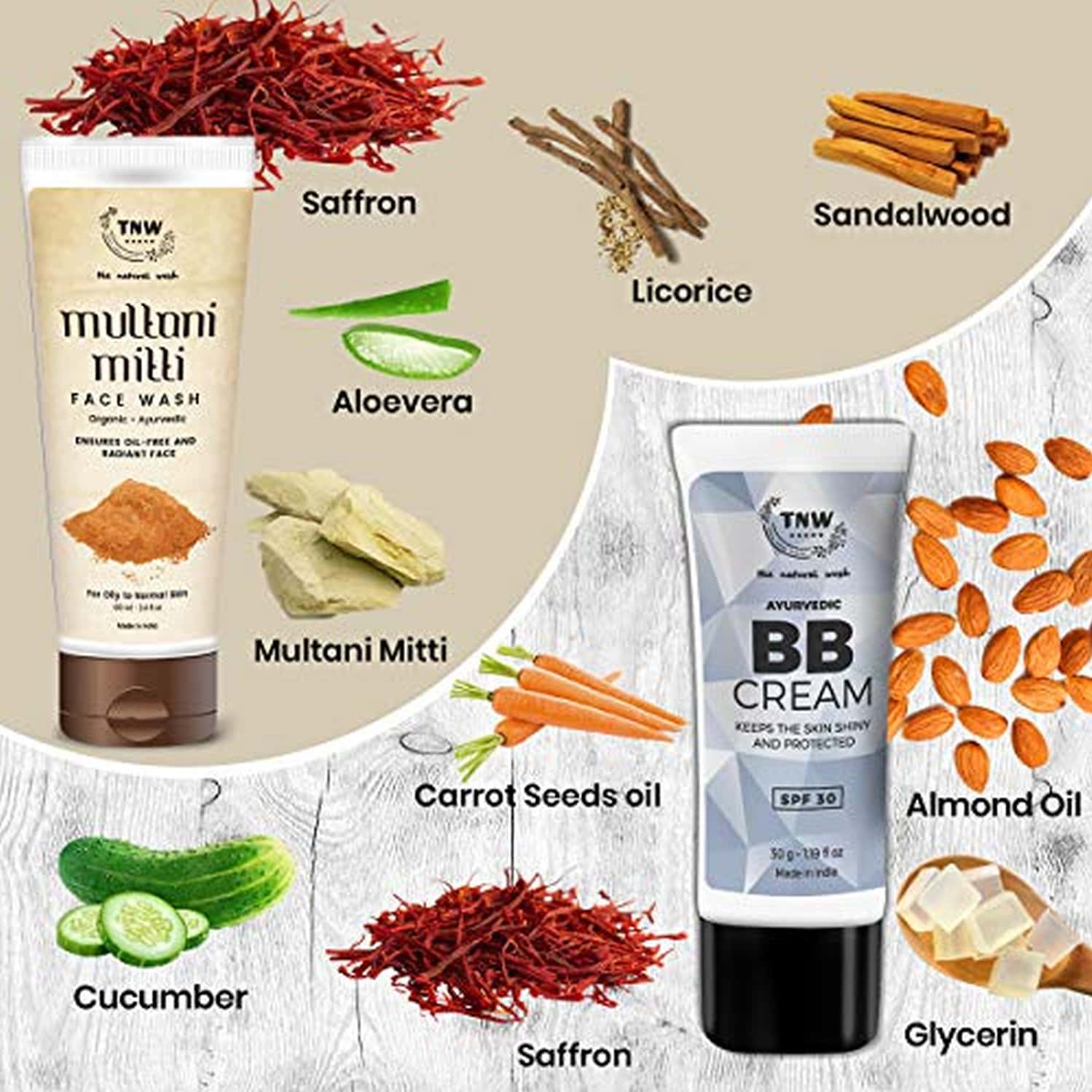 Buy TNW-THE NATURAL WASH MULTANI MITTI FACE WASH AND BB CREAM COMBO FOR ...