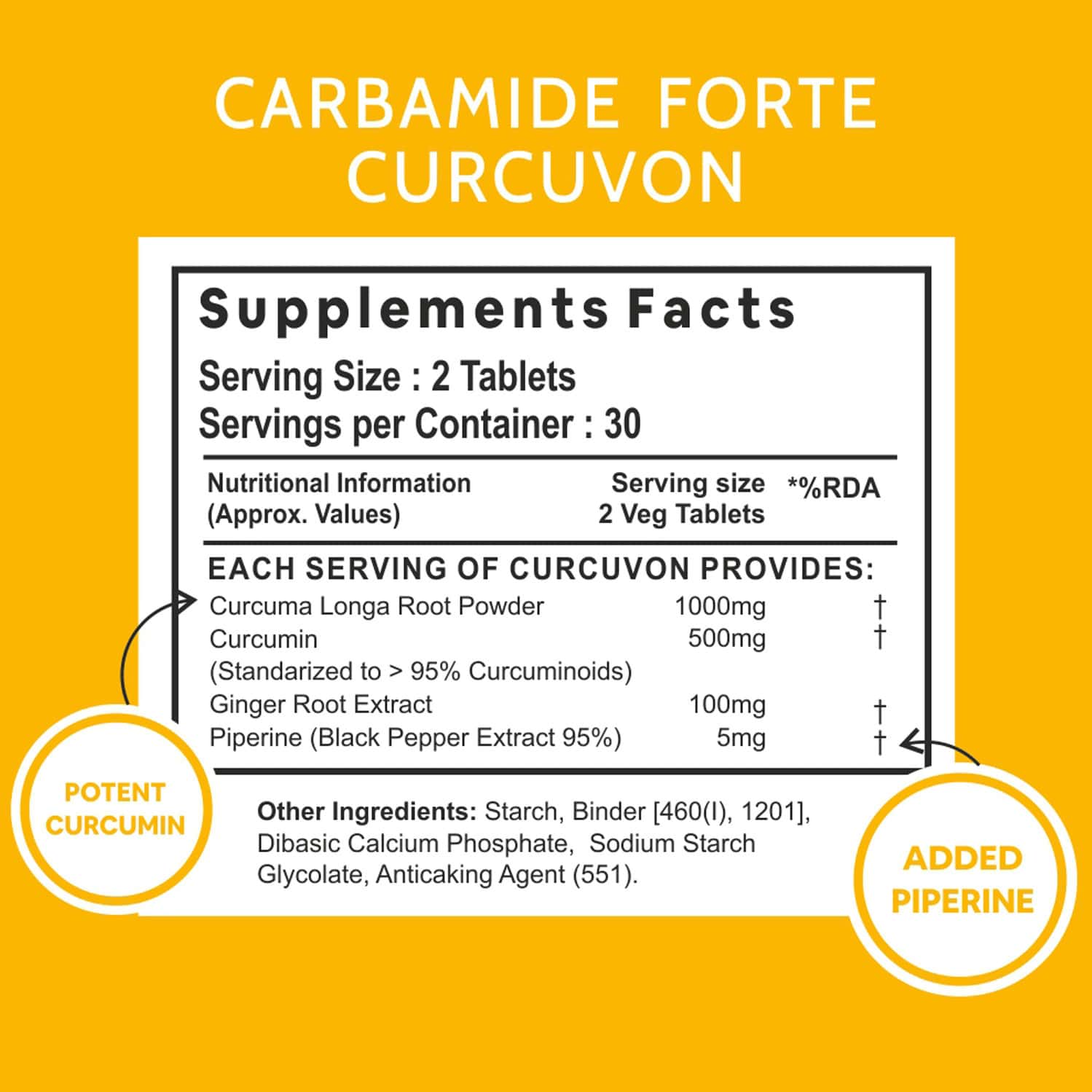 Buy CARBAMIDE FORTE CURCUMIN WITH PIPERINE TURMERIC POWDER GINGER FOR ...