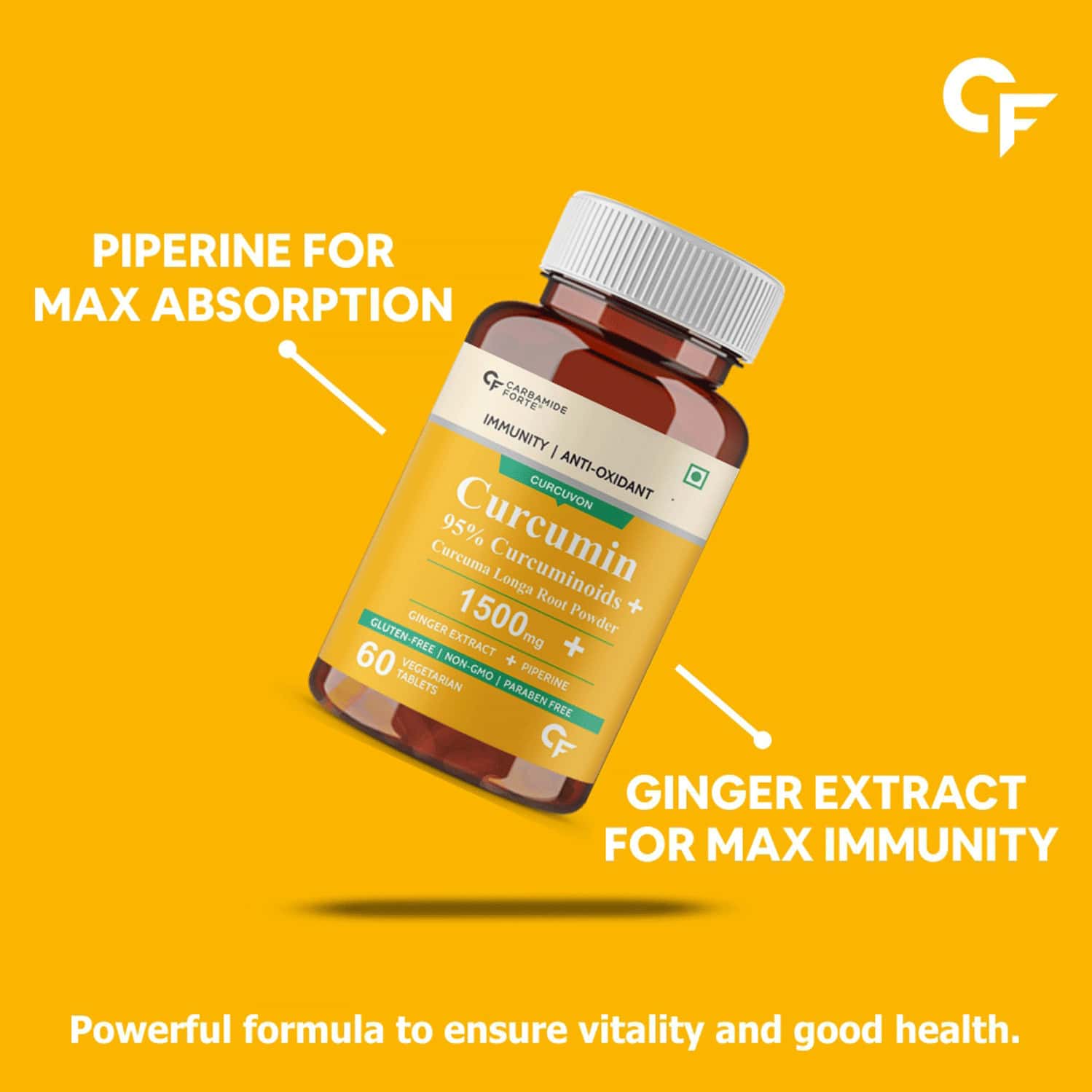 Buy CARBAMIDE FORTE CURCUMIN WITH PIPERINE TURMERIC POWDER GINGER FOR ...