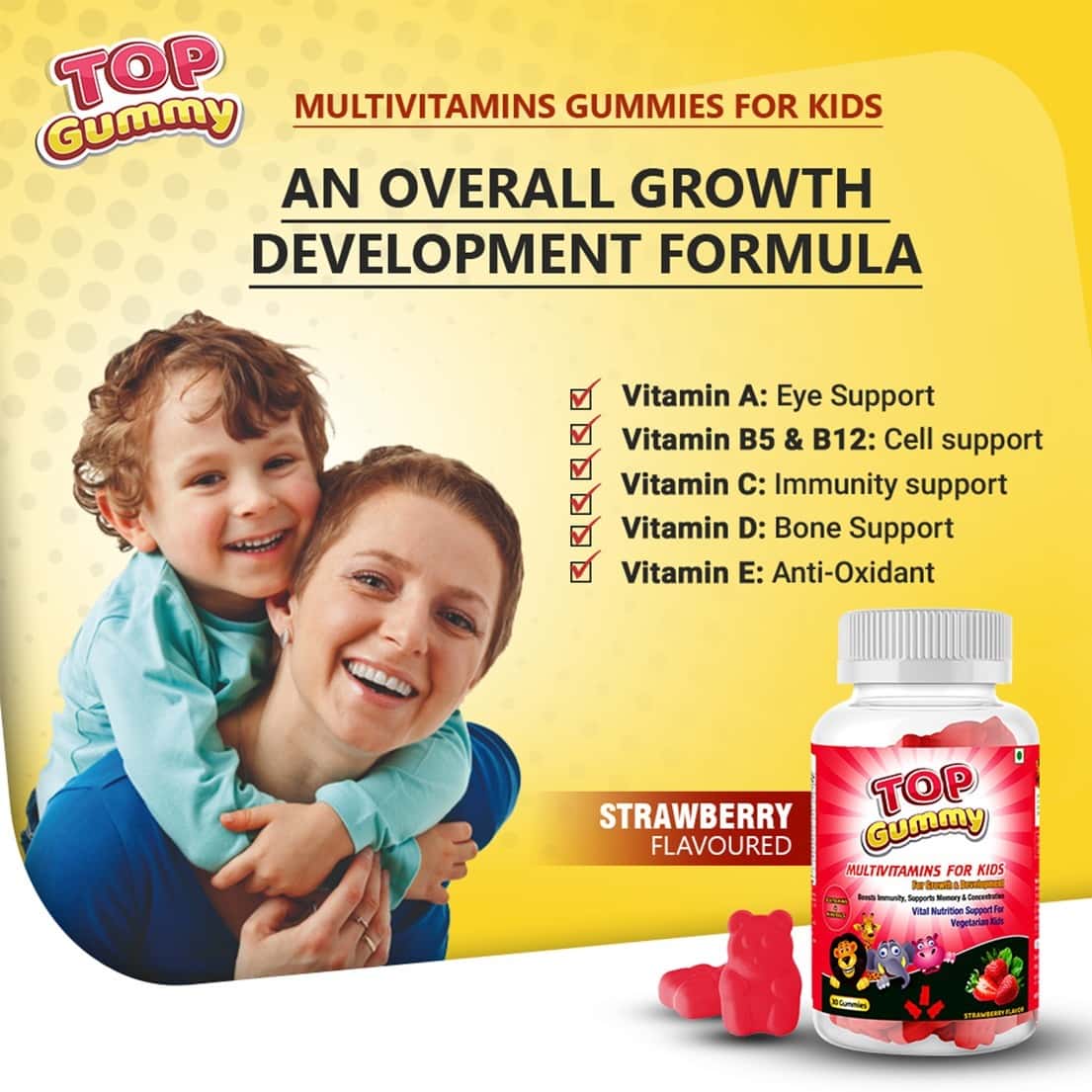 Buy TOP GUMMY STRAWBERRY MULTIVITAMINS GUMMIES BOTTLE OF 30 Online ...