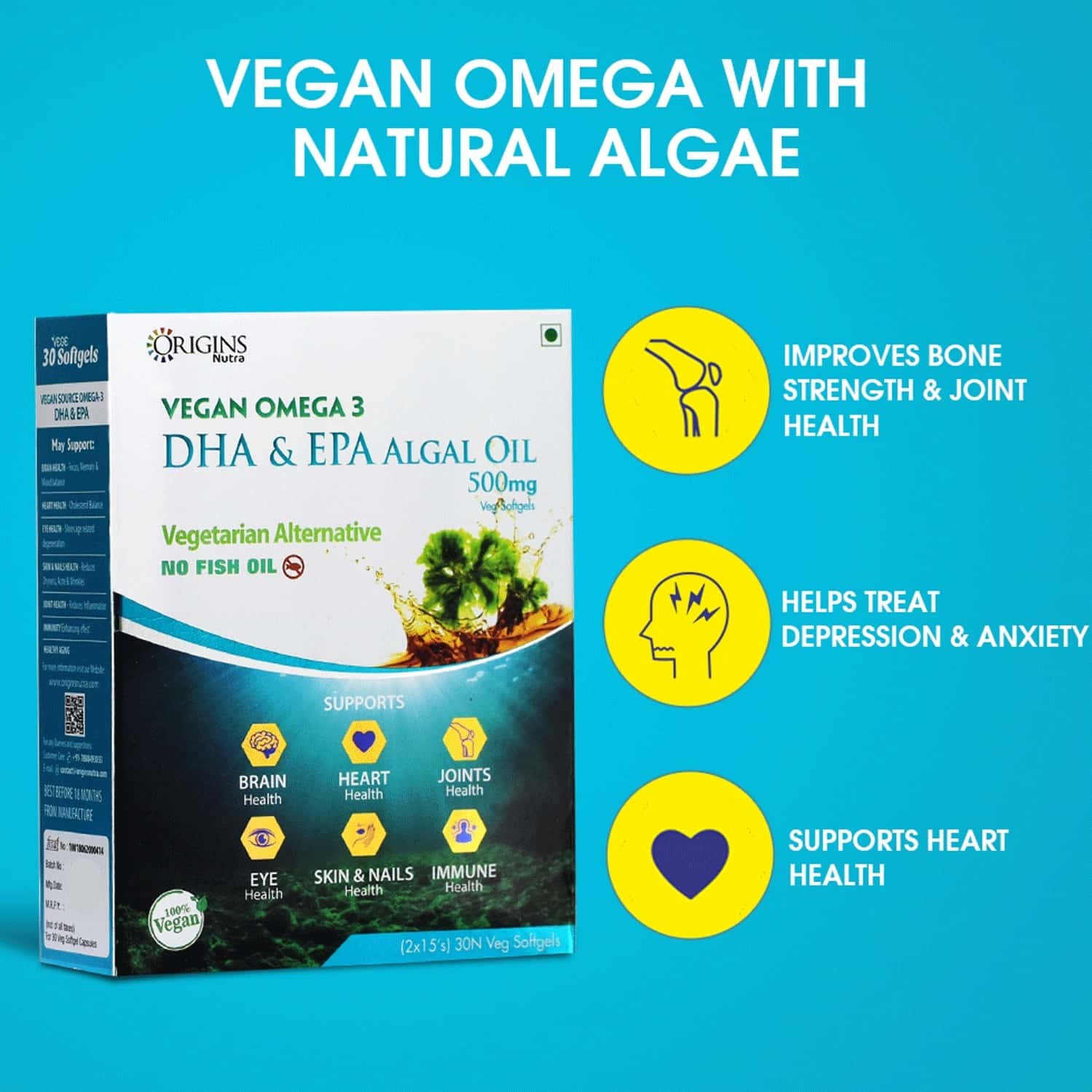 Buy ORIGINS NUTRA VEGAN OMEGA 3 DHA+EPA ALGAL OIL (30 VEG SOFTGELS) Online & Get Upto 60% OFF at ...