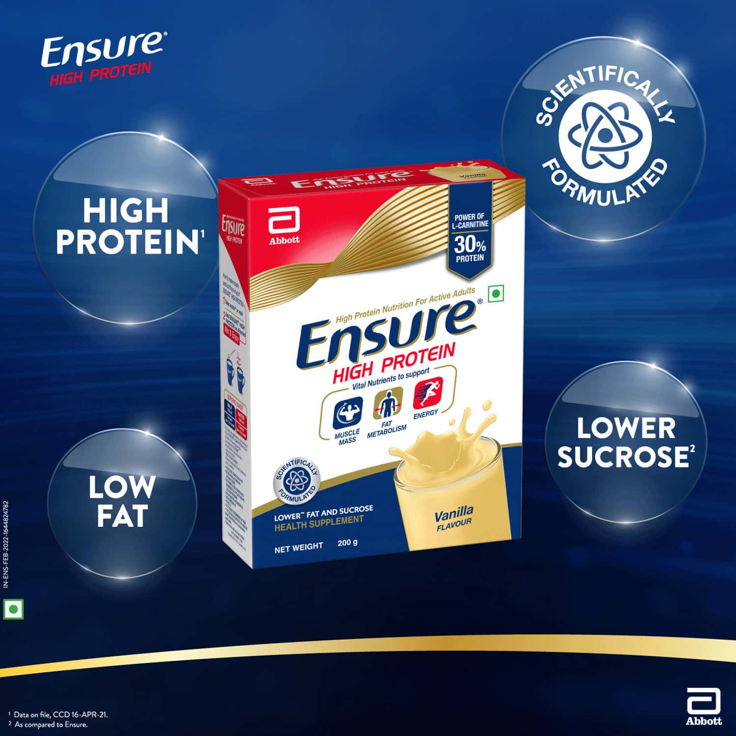 Buy ENSURE HIGH PROTEIN NUTRITION FOR ACTIVE ADULTS (VANILLA FLAVOUR ...
