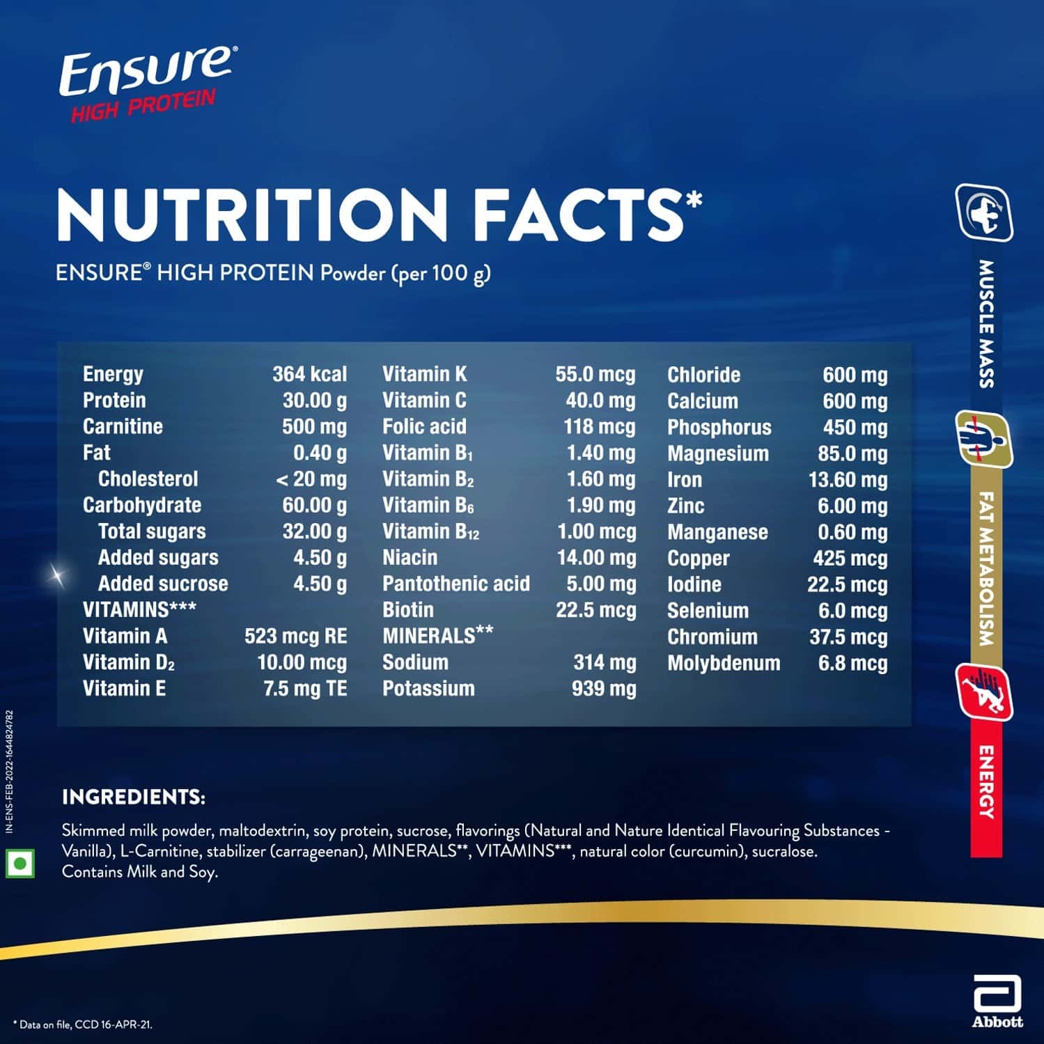 Buy ENSURE HIGH PROTEIN NUTRITION FOR ACTIVE ADULTS (VANILLA FLAVOUR ...