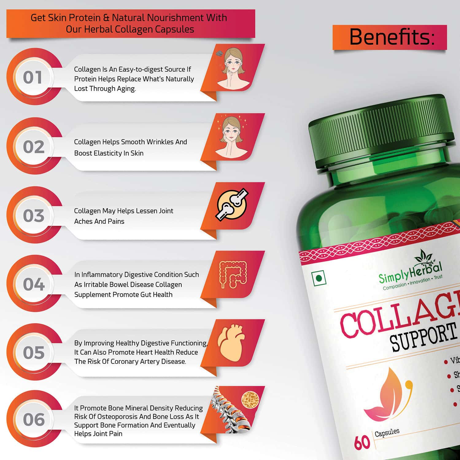 Buy SIMPLY HERBAL COLLAGEN SUPPLEMENT TABLETS WITH VITAMIN C - 60 ...