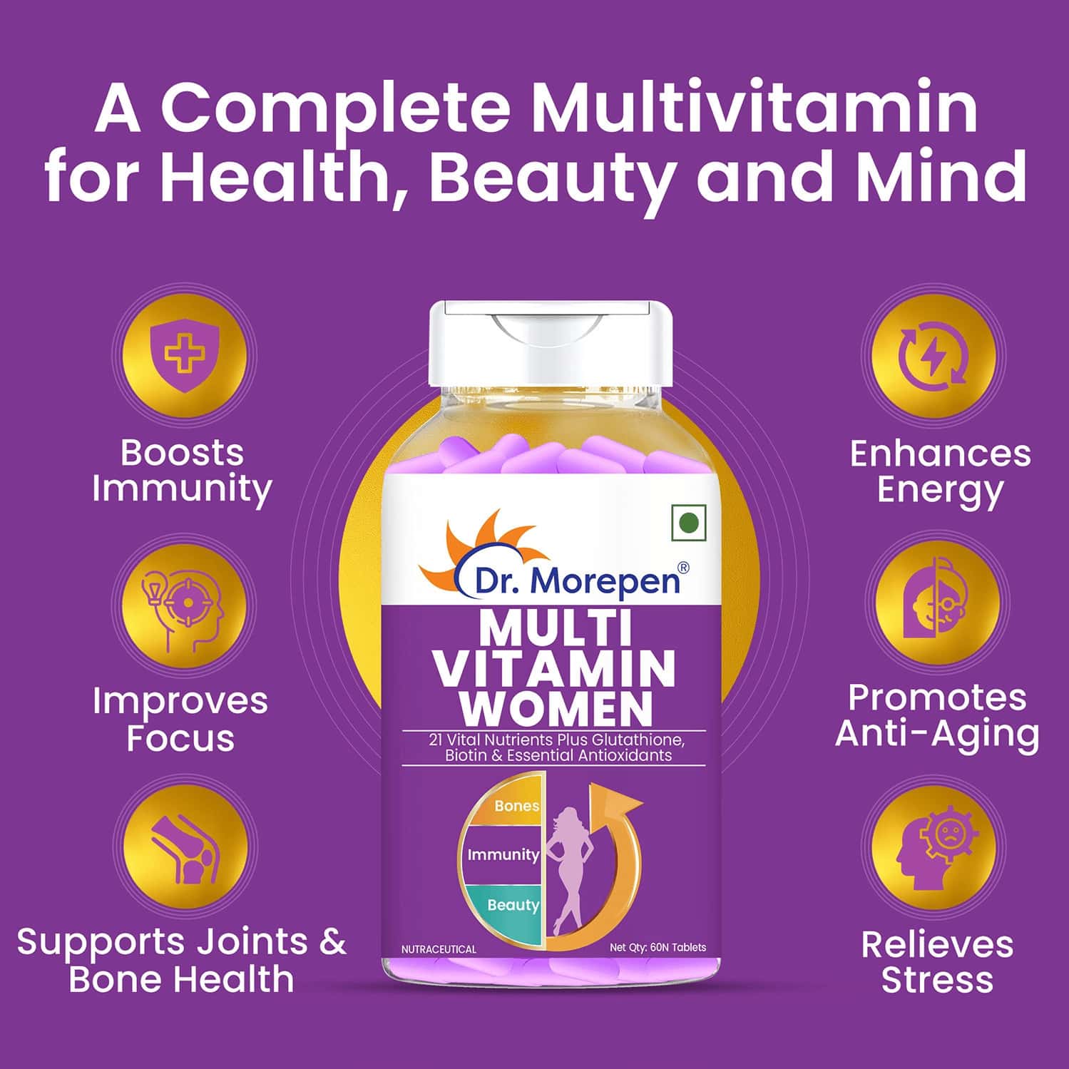Buy DR. MOREPEN MULTIVITAMIN WOMEN WITH CALCIUM & HERBAL EXTRACTS - 60 ...