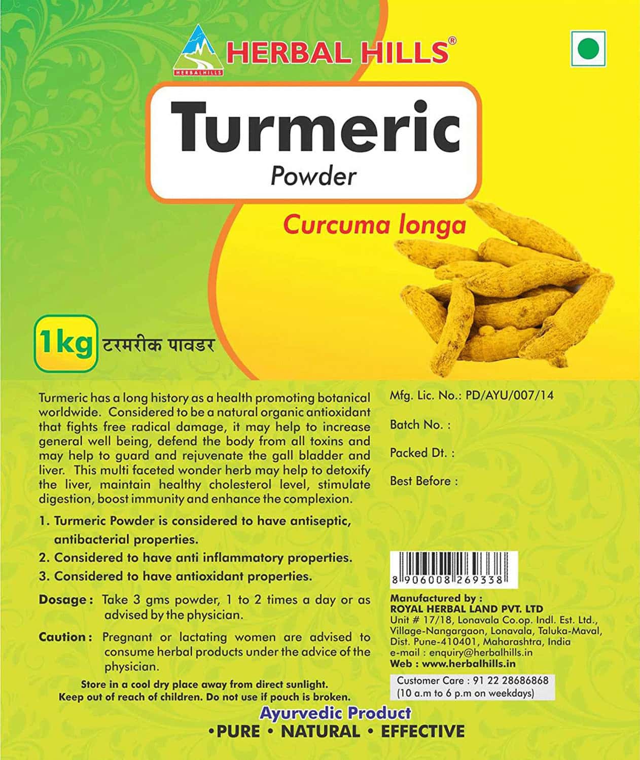 Buy HERBAL HILLS TURMERIC POWDER - 1 KG Online & Get Upto 60% OFF at ...