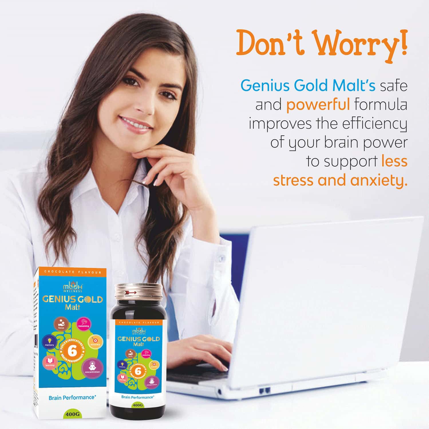 Buy MBDHWELLNESS GENIUS GOLD MALT-BRAIN BOOSTER WITH BRAHMI ASHWAGANDHA ...