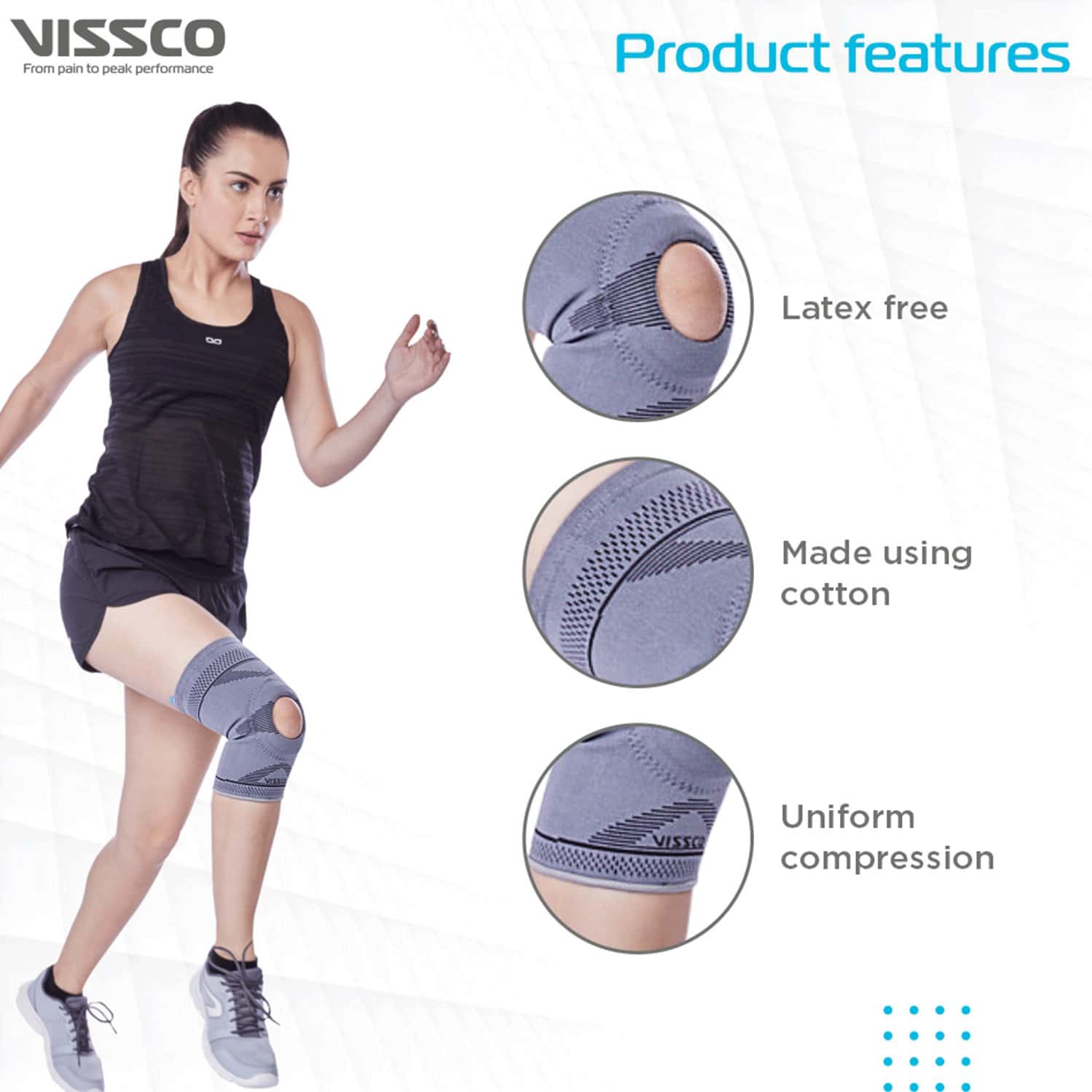 Buy VISSCO KNEE CAP WITH OPEN PATELLA TO REDUCE PRESSURE ON PATELLA ...