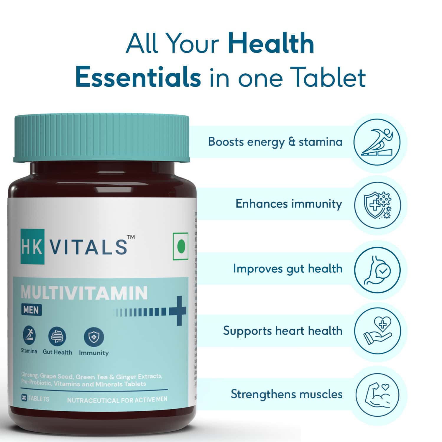 Buy HEALTHKART HK VITALS MULTIVITAMIN PLUS MEN, 30 TABLETS | DAILY ...
