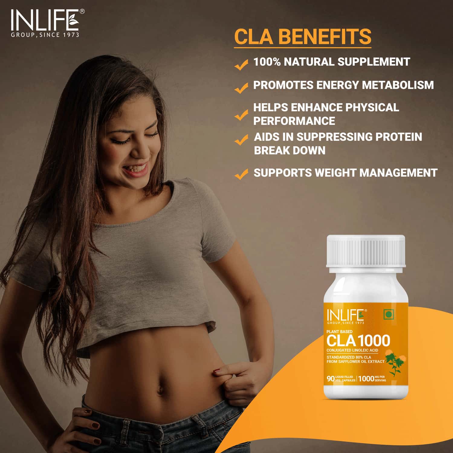 Buy INLIFE CLA SUPPLEMENTS 1000 80% ACTIVE CONJUGATED LINOLEIC ACID MEN ...