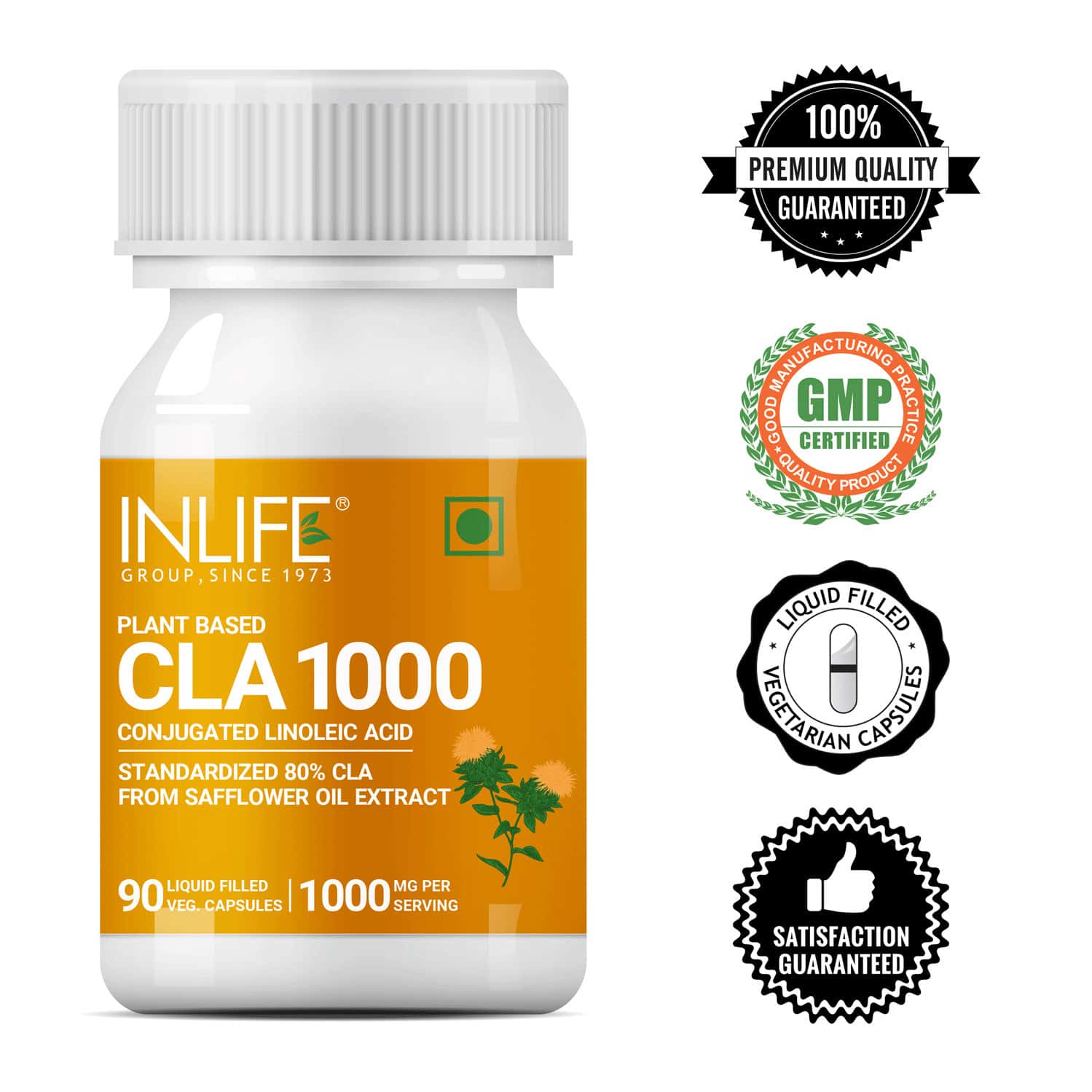 Buy INLIFE CLA SUPPLEMENTS 1000, 80% ACTIVE CONJUGATED LINOLEIC ACID ...