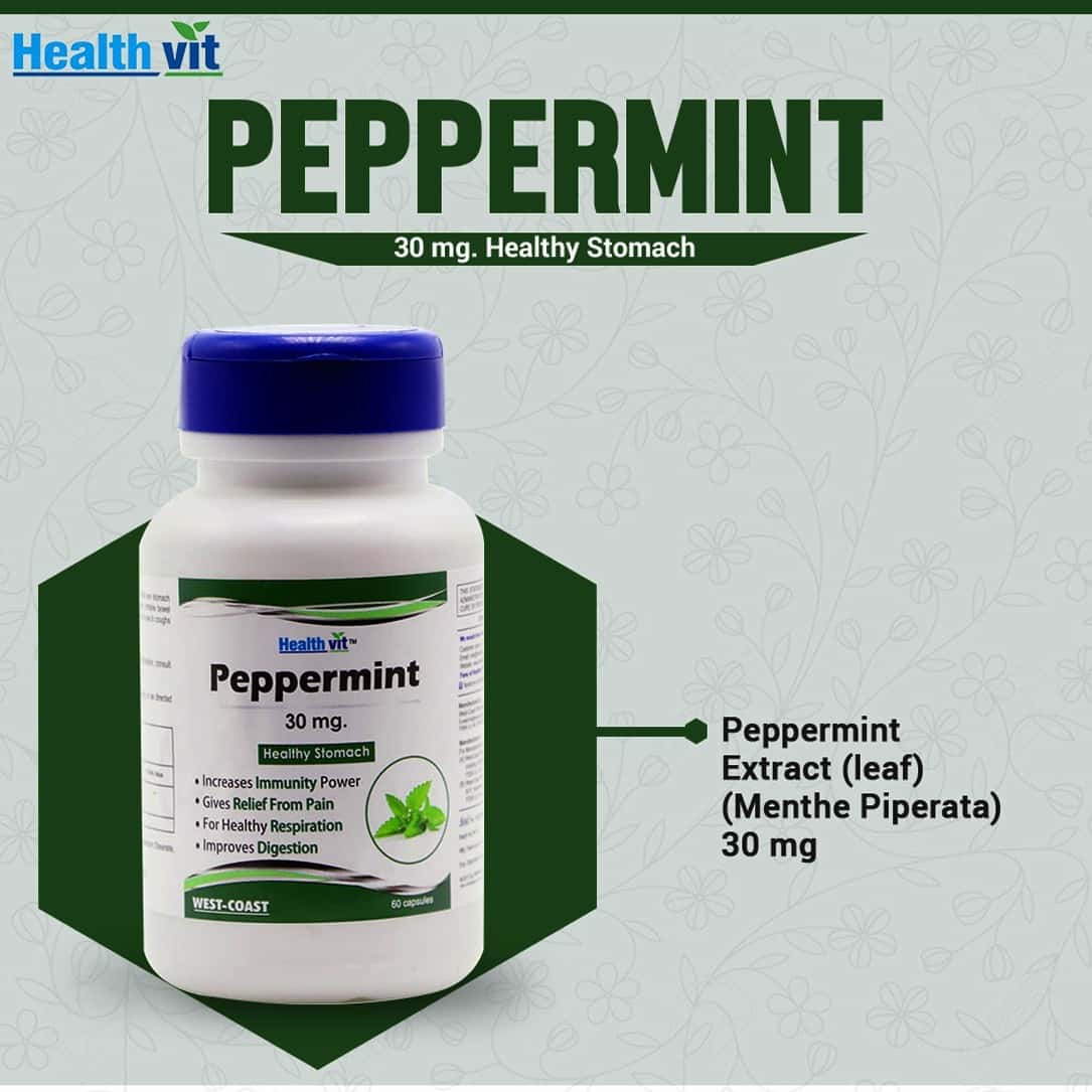 Buy HEALTHVIT PEPPERMINT 30MG HEALTHY STOMACH - 60 CAPSULES Online ...