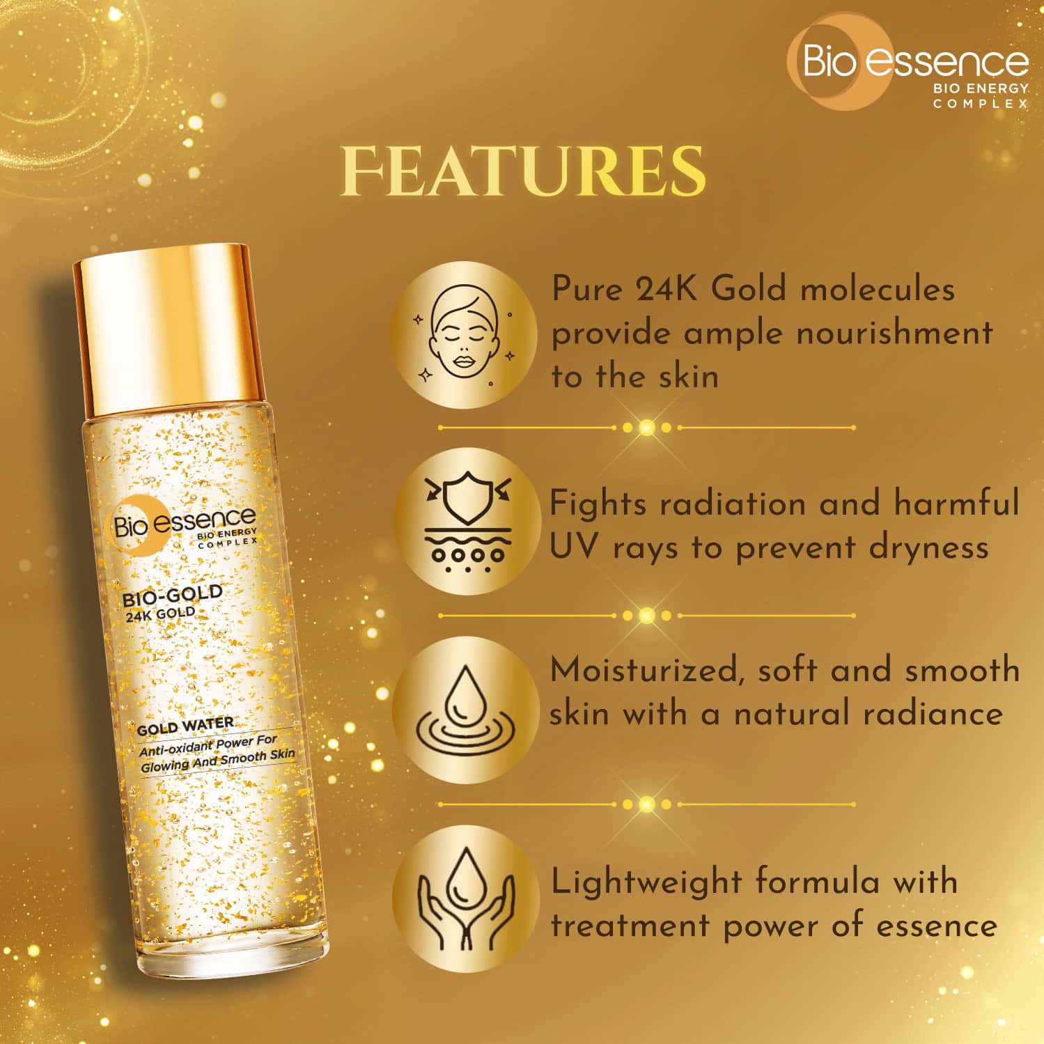 Buy BIO-ESSENCE BIO-GOLD GOLD WATER ESSENCE WITH VISIBLE PURE 24K GOLD ...