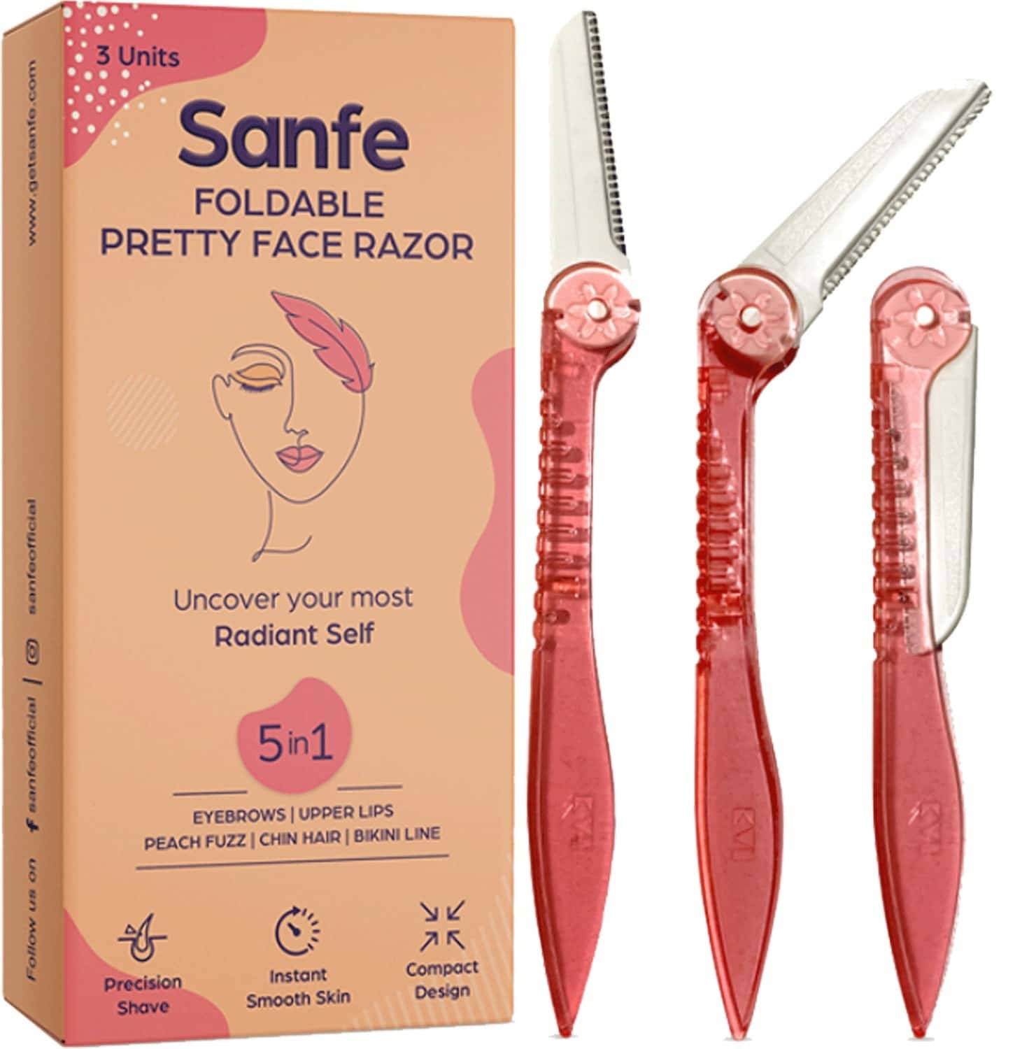 Buy MOM & WORLD SHAVERUSH WOMEN FOLDABLE PRETTY FACE RAZORS- 5 IN 1 ...