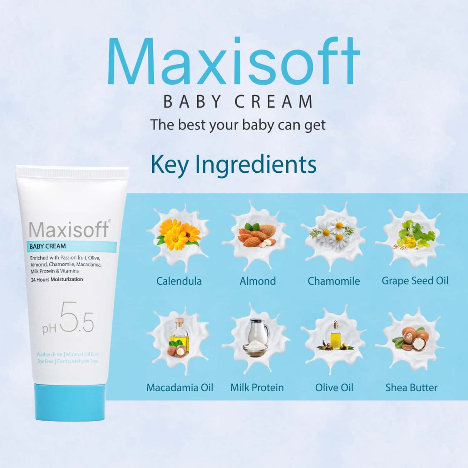 Buy MAXISOFT BABY CREAM 50 GM | WITH CALENDULA & MILK PROTEIN | PARABEN ...