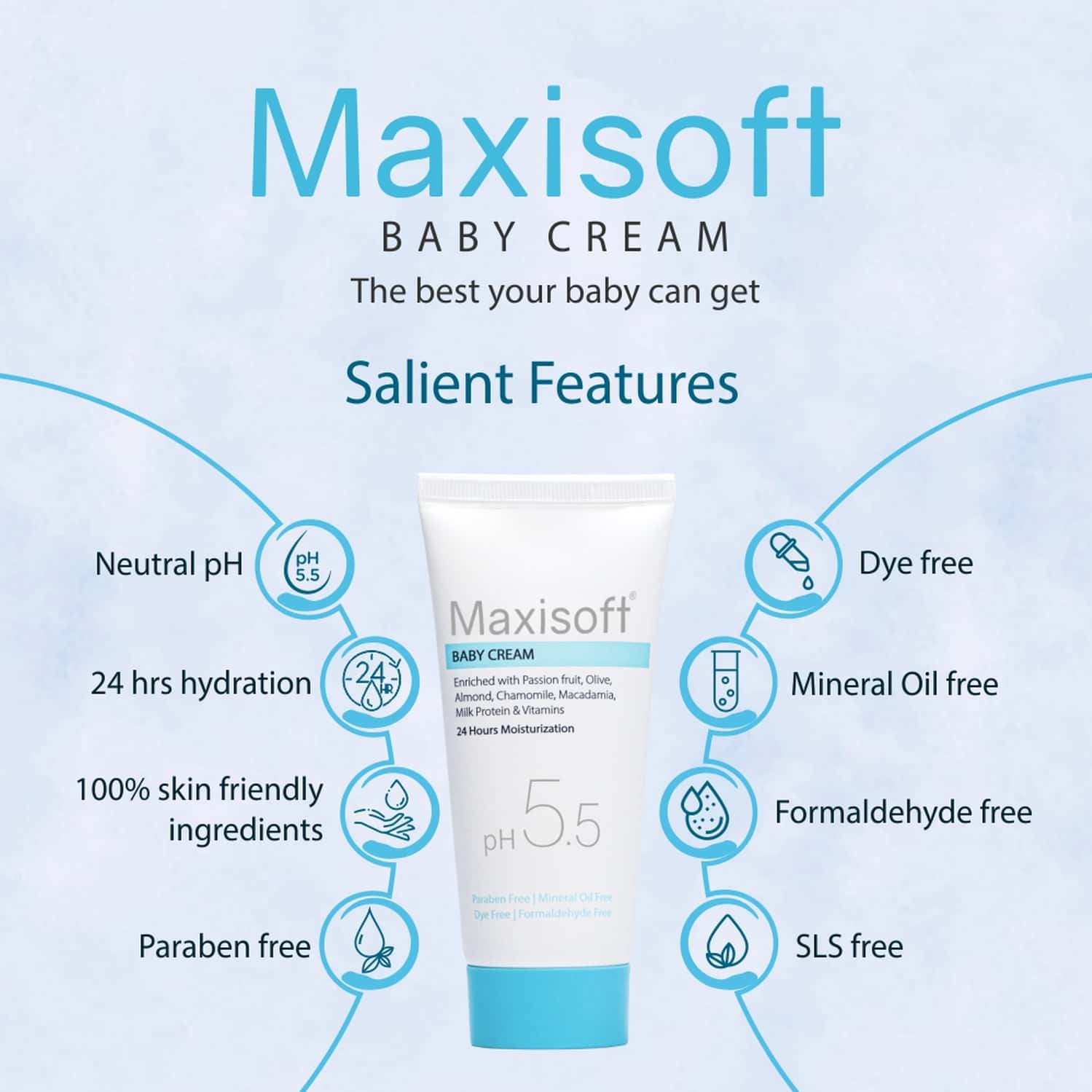 Buy MAXISOFT BABY CREAM 50 GM | WITH CALENDULA & MILK PROTEIN | PARABEN ...