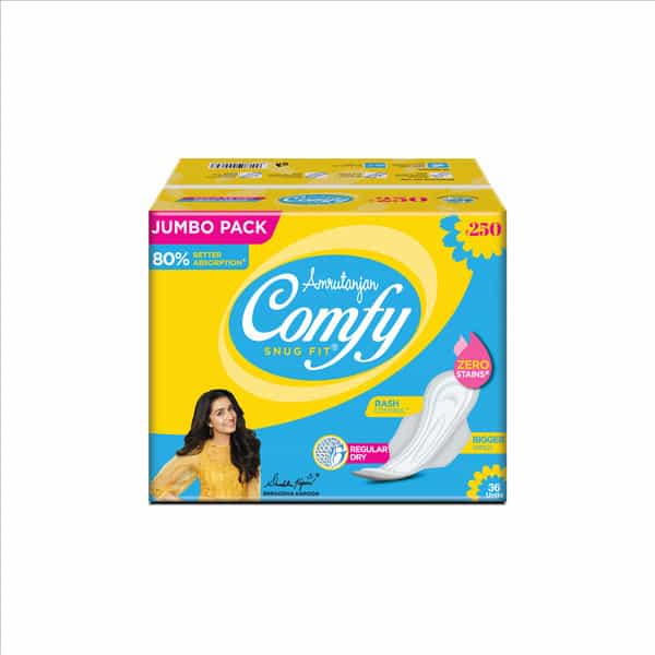 Buy AMRUTANJAN COMFY SNUG FIT REGULAR WITH WINGS (230 MM) JUMBO PACK OF ...
