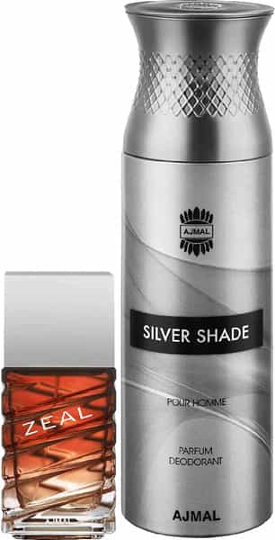 Buy AJMAL ZEAL EAU DE PARFUM 100ML PERFUME FOR MEN AND SILVER SHADE HOMME DEODORANT 200ML FOR ...
