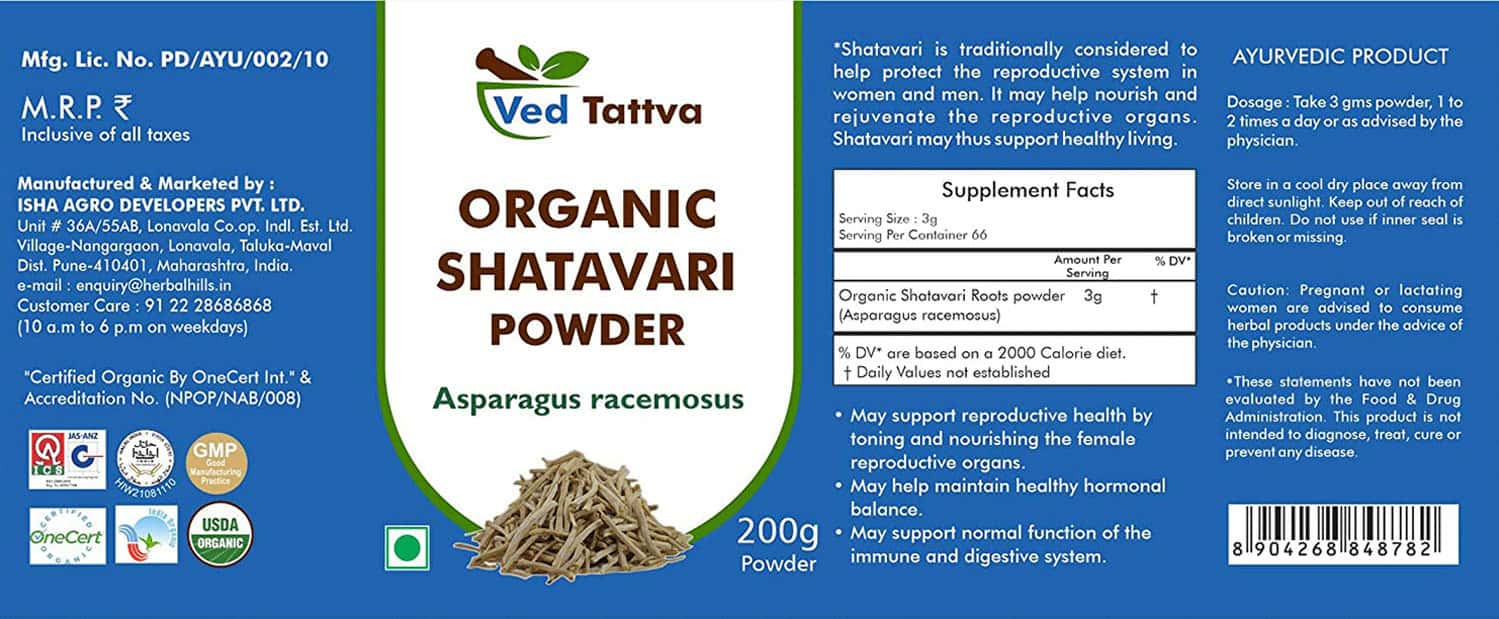 Buy VED TATTVA ORGANIC SHATAVARI POWDER 200 GMS (PACK OF 2) Online ...
