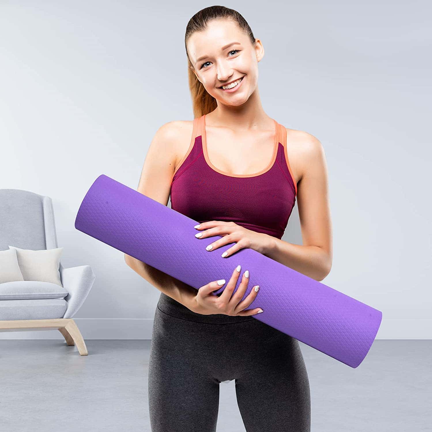 Buy BEATXP PURPLE COLOR (4MM) EVA YOGA MAT FOR WOMEN & MEN|TEXTURED ...