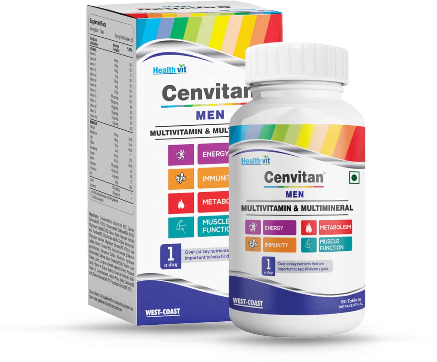 Buy HEALTHVIT CENVITAN MEN MULTIVITAMIN & MULTIMINERAL WITH 24 ...