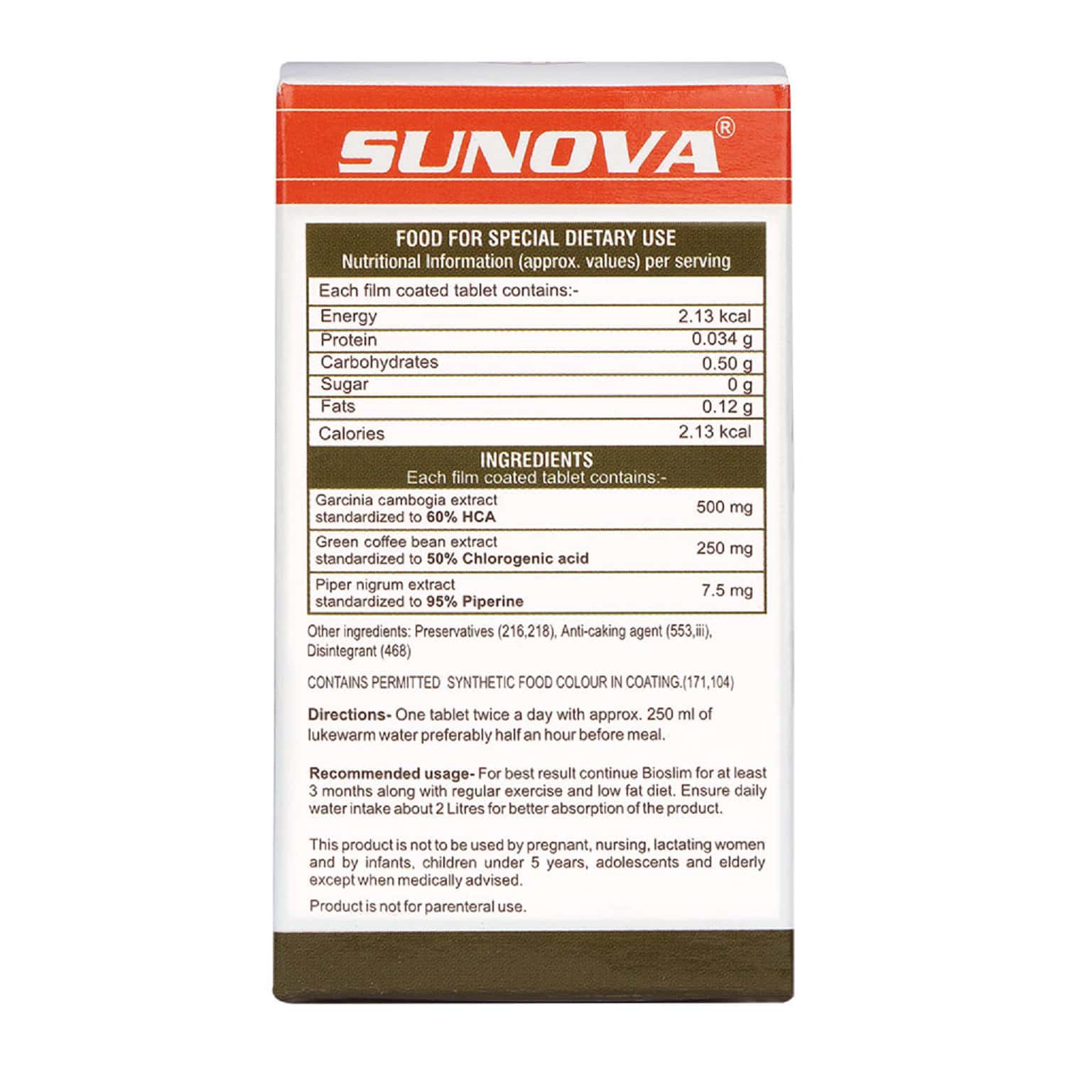 Buy SUNOVA BIOSLIM 60 TABLETS Online & Get Upto 60% OFF at PharmEasy