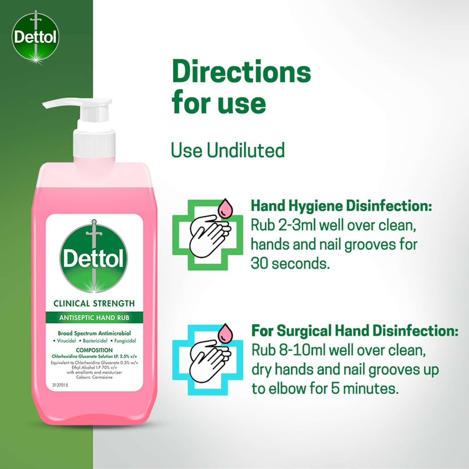 Buy DETTOL CLINICAL STRENGTH ANTISEPTIC HAND RUB SANITIZER - 500 ML ...
