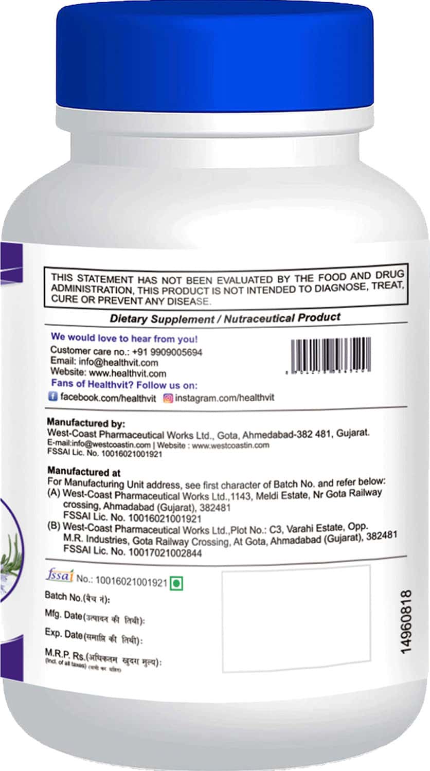 Buy HEALTHVIT ROSEMARY 700 MG - 60 CAPSULES Online & Get Upto 60% OFF ...