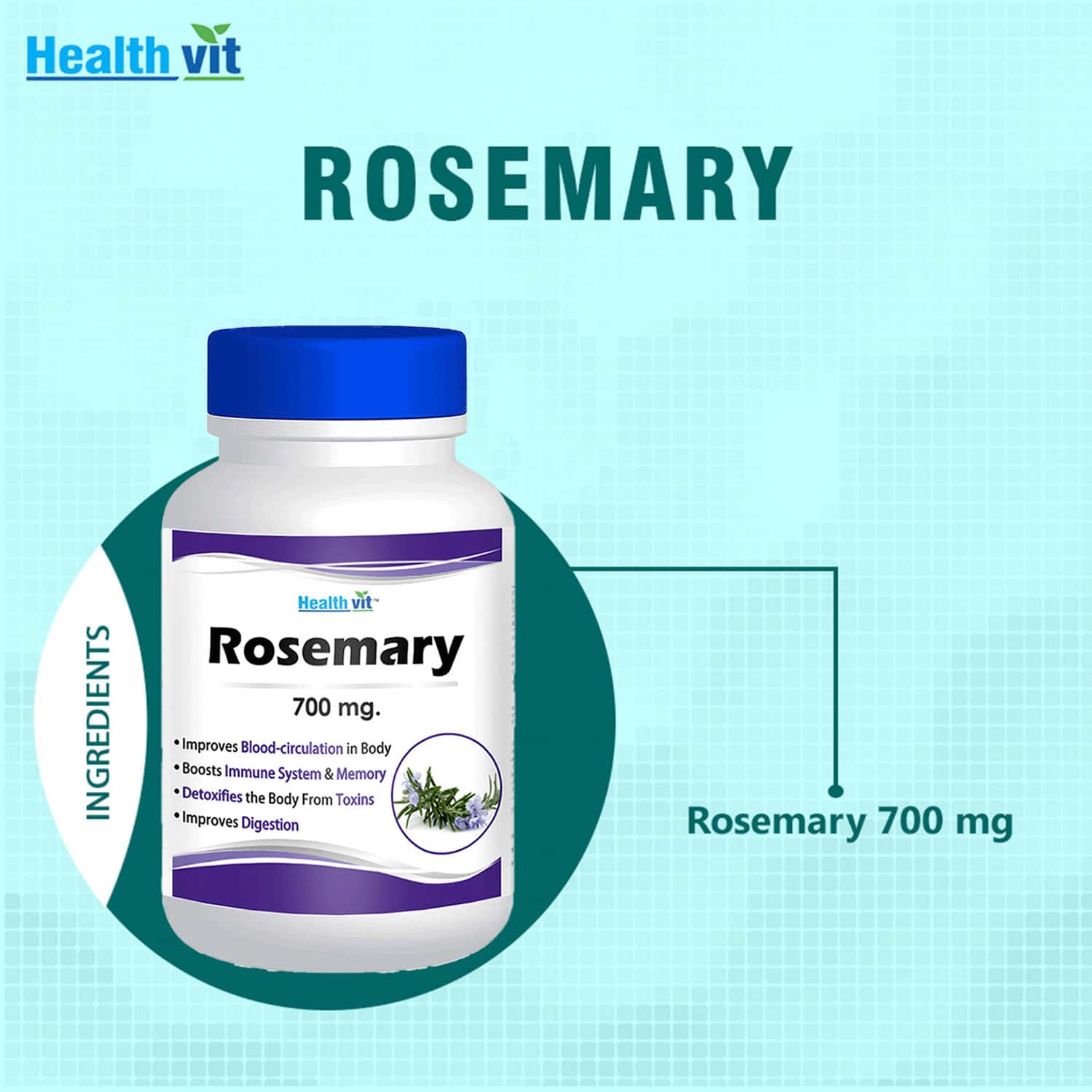 Buy HEALTHVIT ROSEMARY 700 MG - 60 CAPSULES Online & Get Upto 60% OFF ...