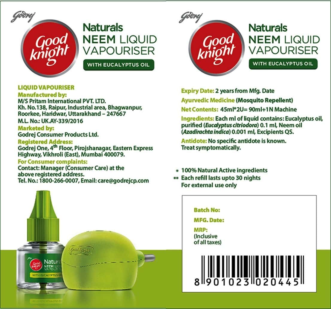 Buy GODREJ GOOD KNIGHT NATURALS NEEM LIQUID VAPOURISER COMBO PACK ...