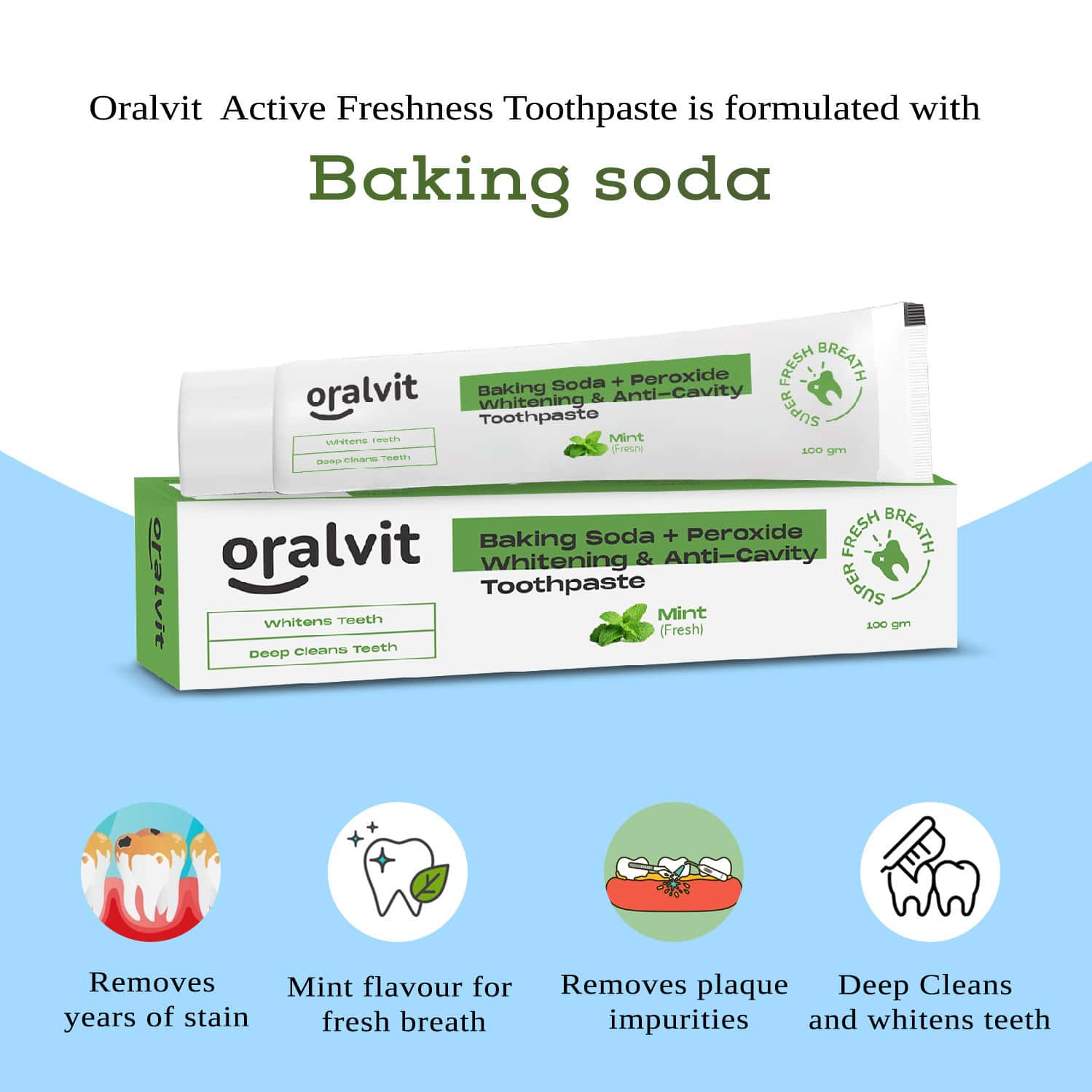 Buy ORALVIT BAKING SODA AND PEROXIDE TOOTHPASTE FOR WHITENING & ANTI ...