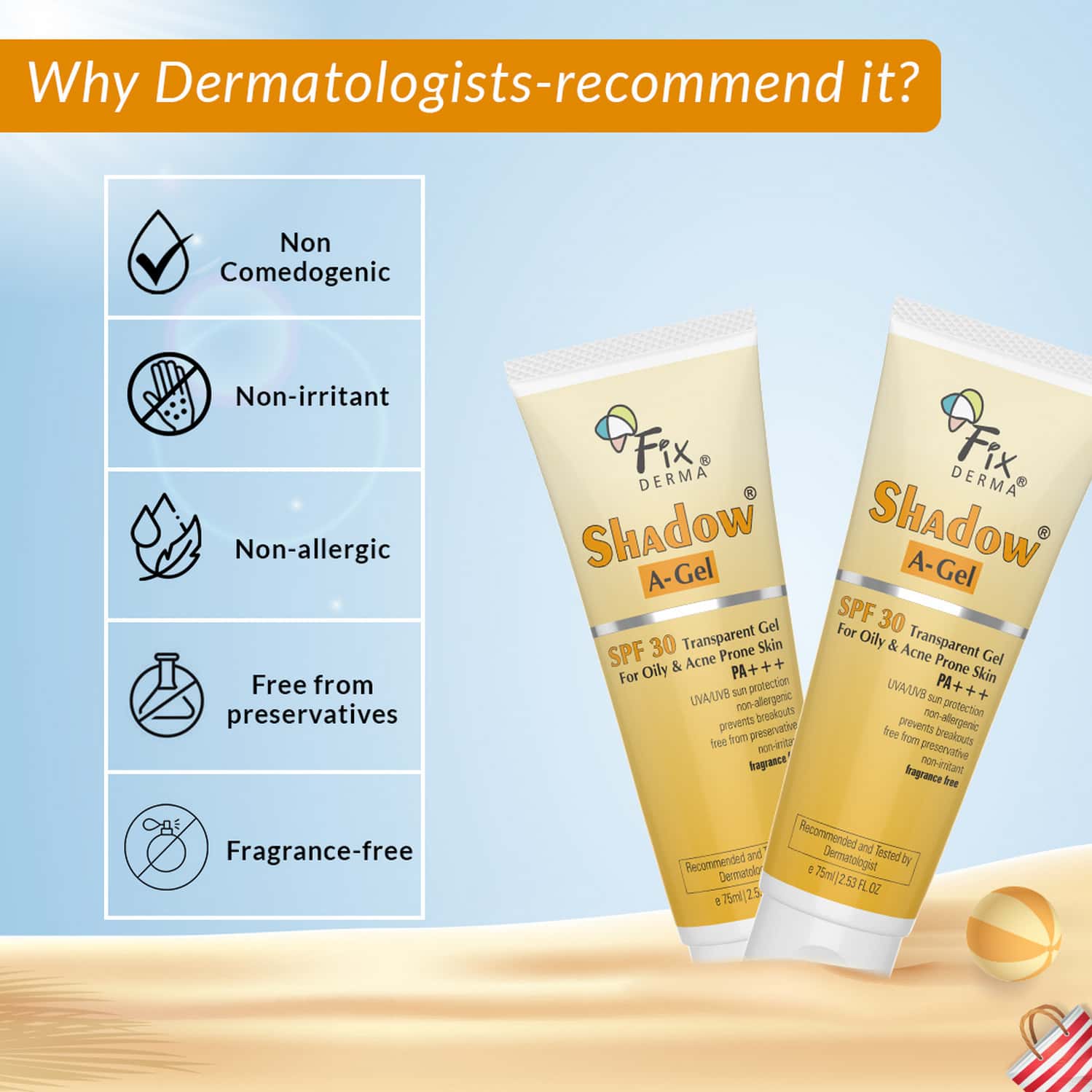 Buy FIXDERMA SHADOW A-GEL SPF 30 NON-OILY SUNSCREEN FOR ACNE PRONE SKIN ...