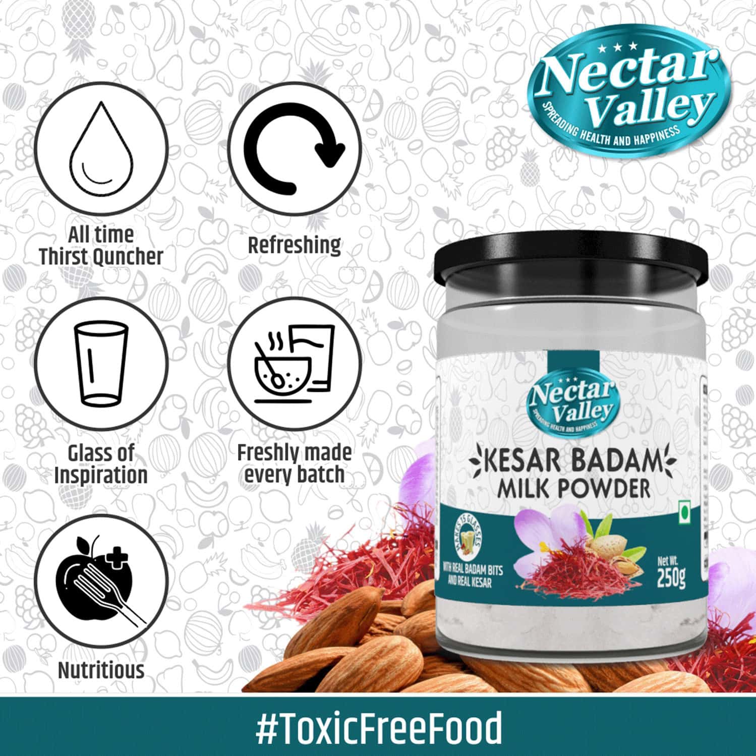 Buy NECTAR VALLEY KESAR BADAM MILK POWDER | WITH REAL PIECES OF KESAR ...