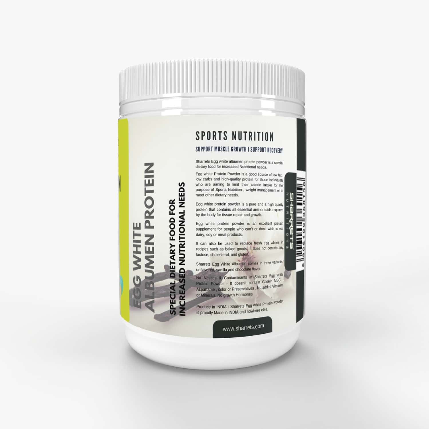 Buy SHARRETS EGG WHITE ALBUMEN PROTEIN POWDER - VANILLA FLAVOR, LACTOSE ...
