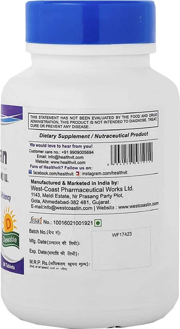 Buy HEALTHVIT D-VITAN D3 10000 IU MULTIVITAMIN TABLETS BOTTLE OF 60 ...