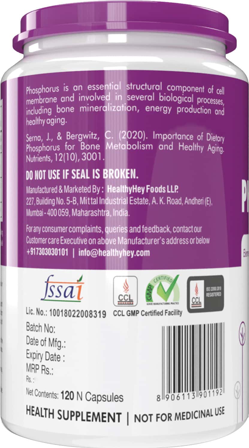 Buy HEALTHYHEY NUTRITION PHOSPHORUS - SUPPORT BONE HEALTH - 120 VEG ...